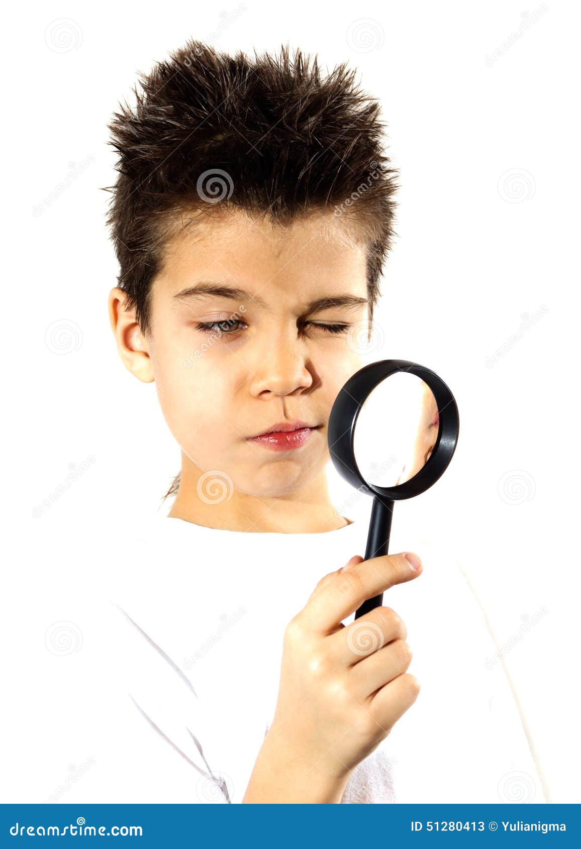 Boy with a lens stock image. Image of magnification, boys - 51280413