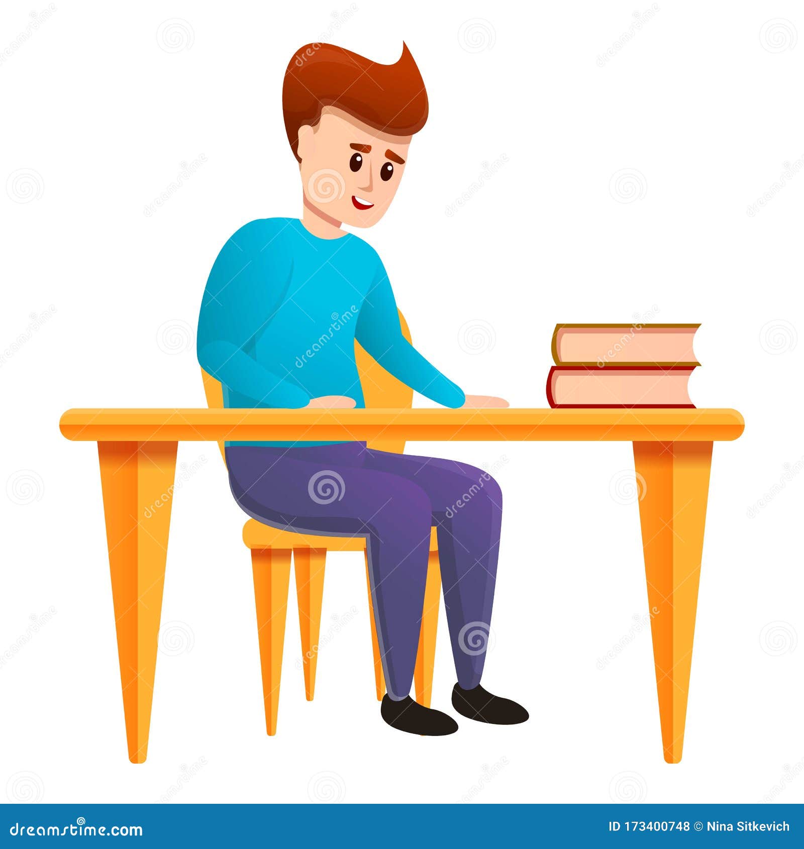 Boy at Lesson Icon, Cartoon Style Stock Vector - Illustration of ...