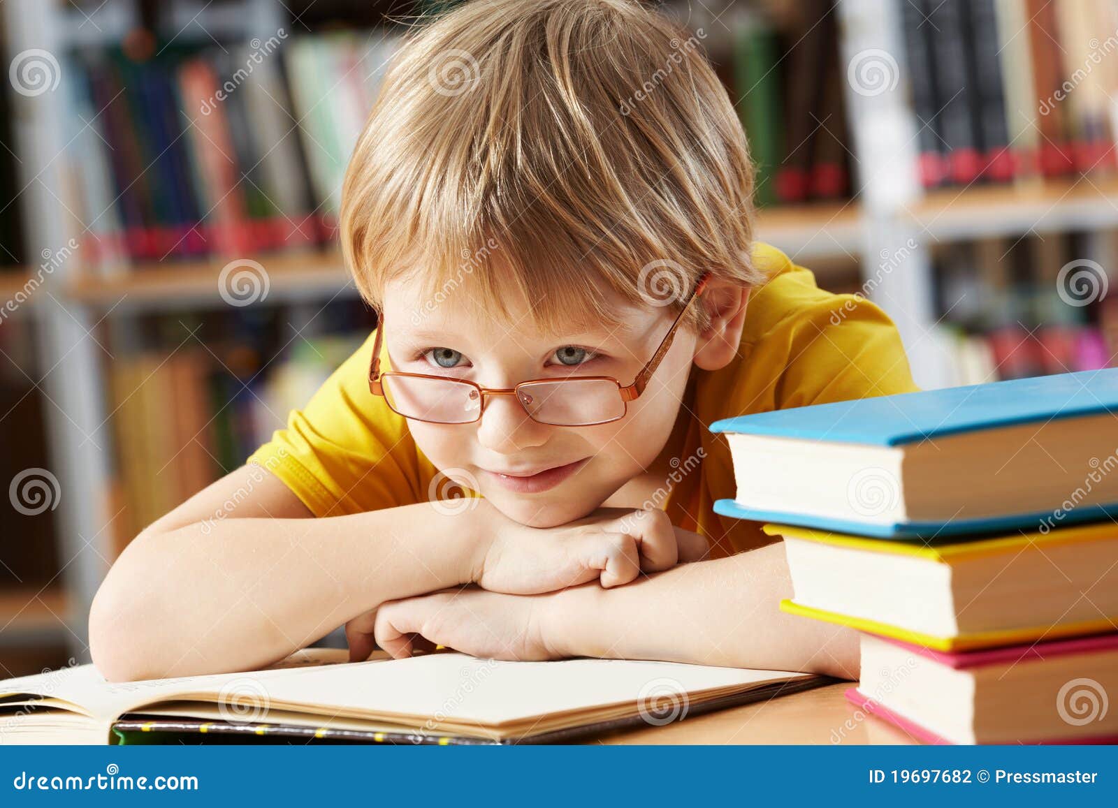 Boy in library stock photo. Image of people, academic - 19697682