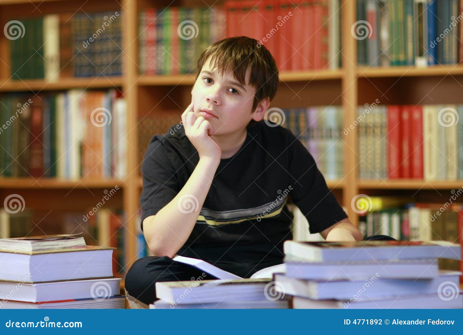 Boy in the library stock photo. Image of children, boys - 4771892