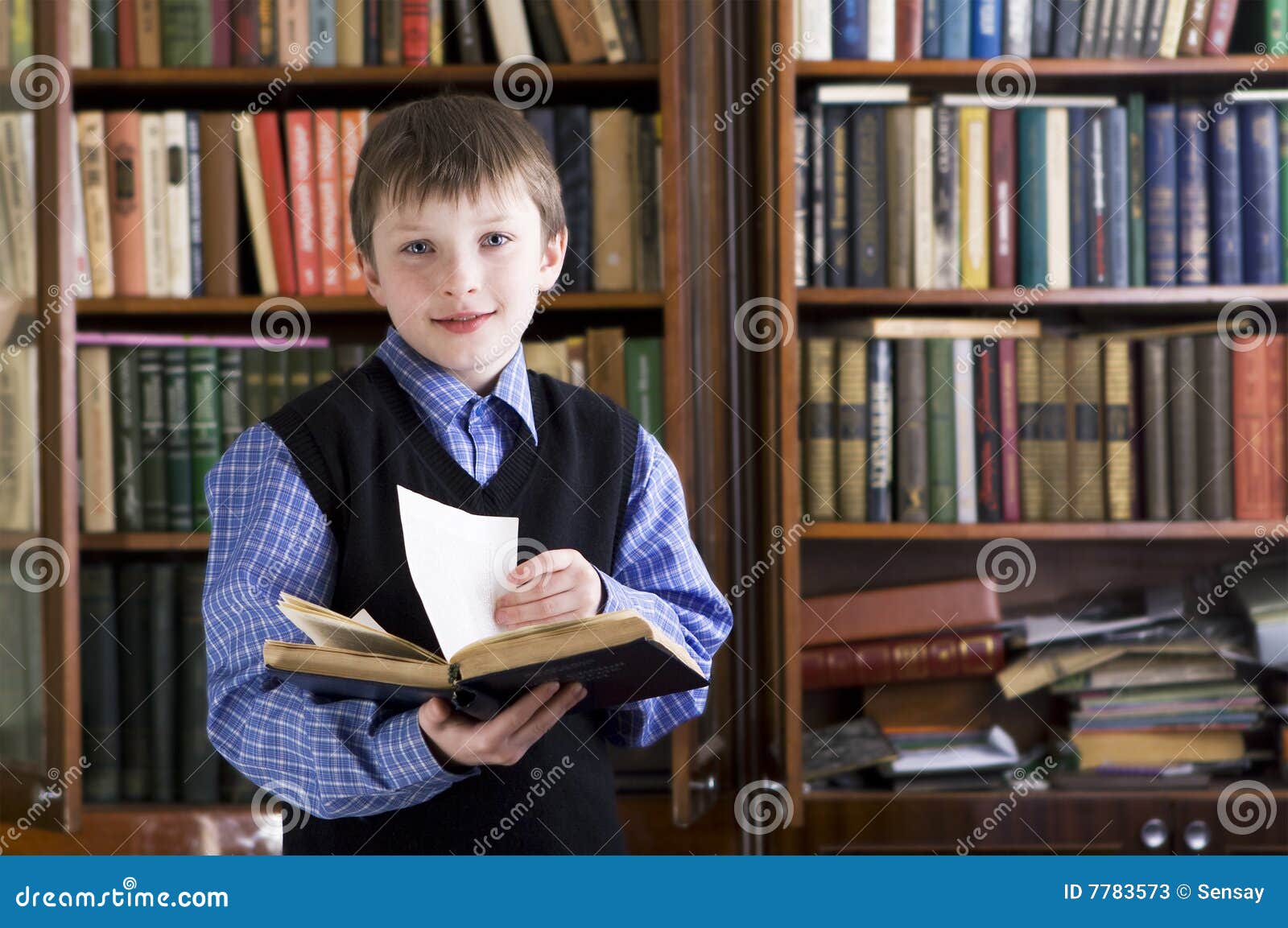Boy in library stock image. Image of smiling, childhood - 7783573
