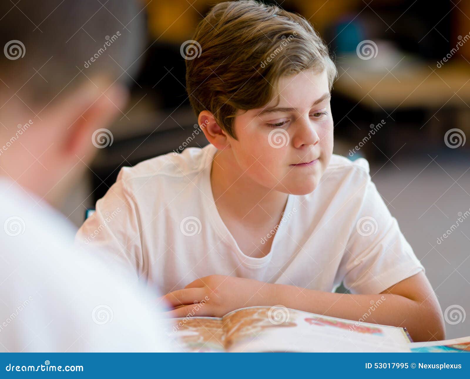 Boy in library stock image. Image of male, read, stack - 53017995