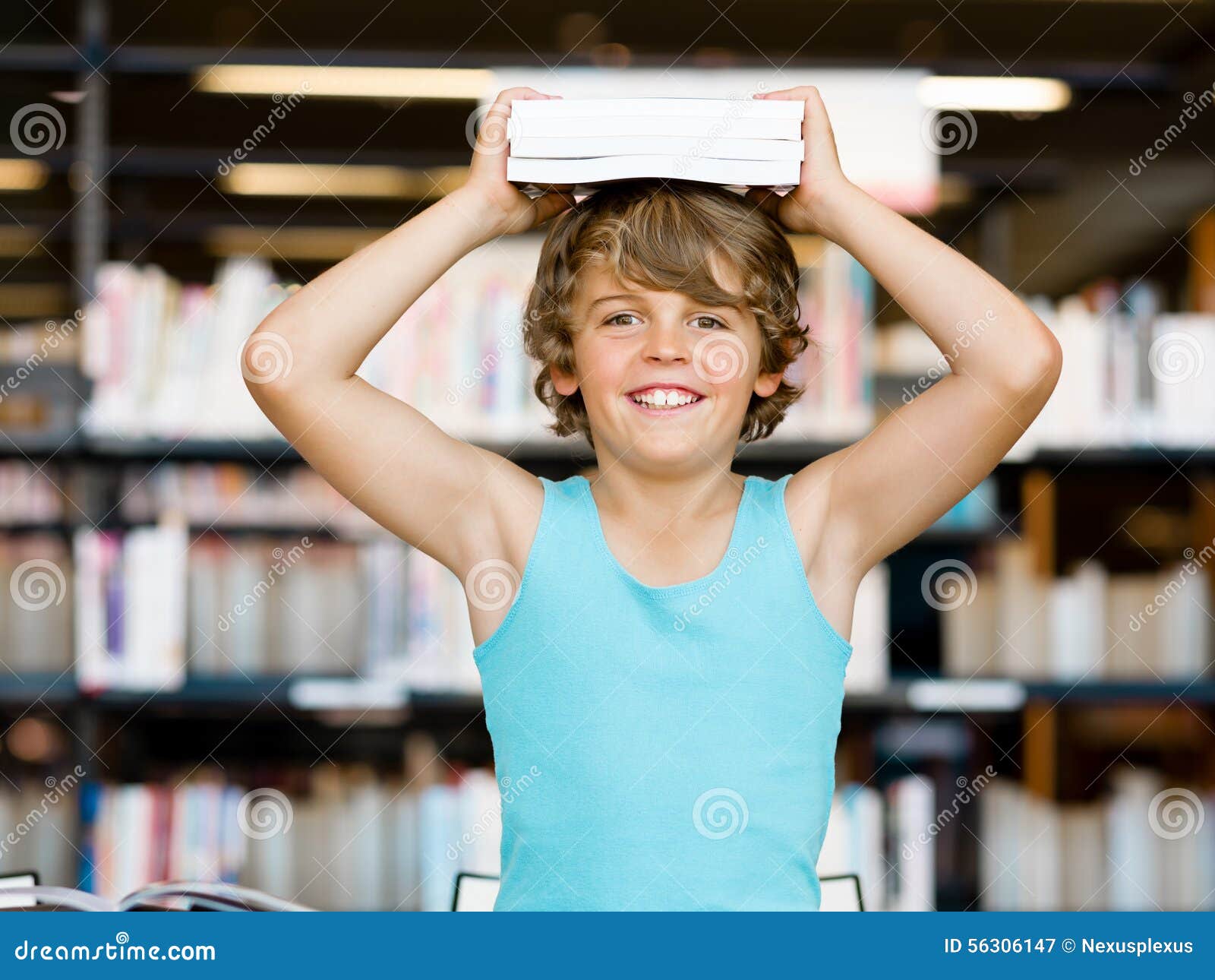 Boy in library stock image. Image of read, study, literature - 56306147