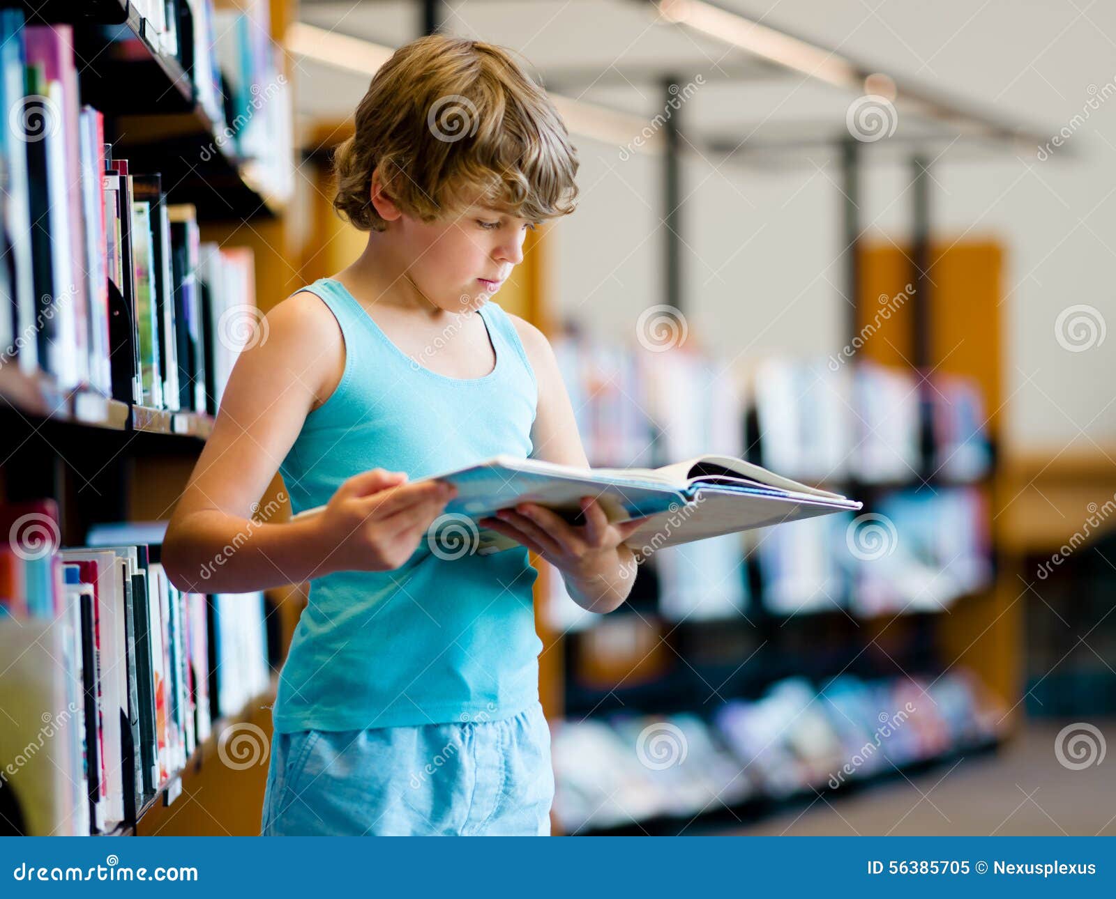 Boy in library stock image. Image of school, people, preschooler - 56385705