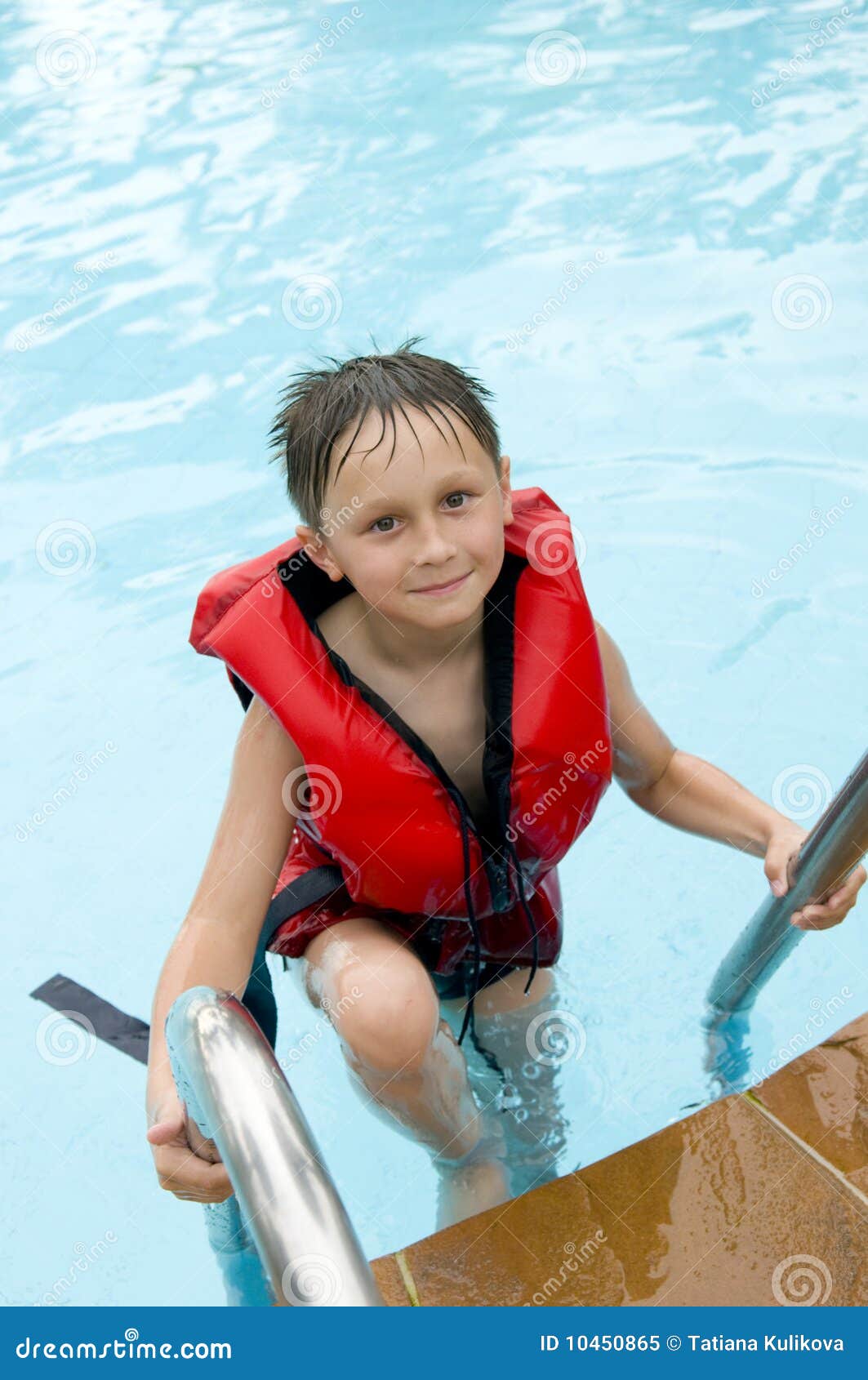 Boy in a life-vest stock image. Image of ladder, sport - 10450865