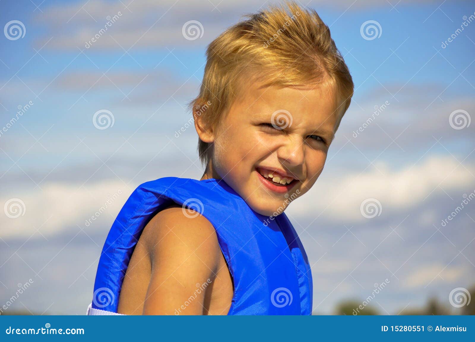 Boy in lifejacket stock image. Image of nautical, male - 15280551