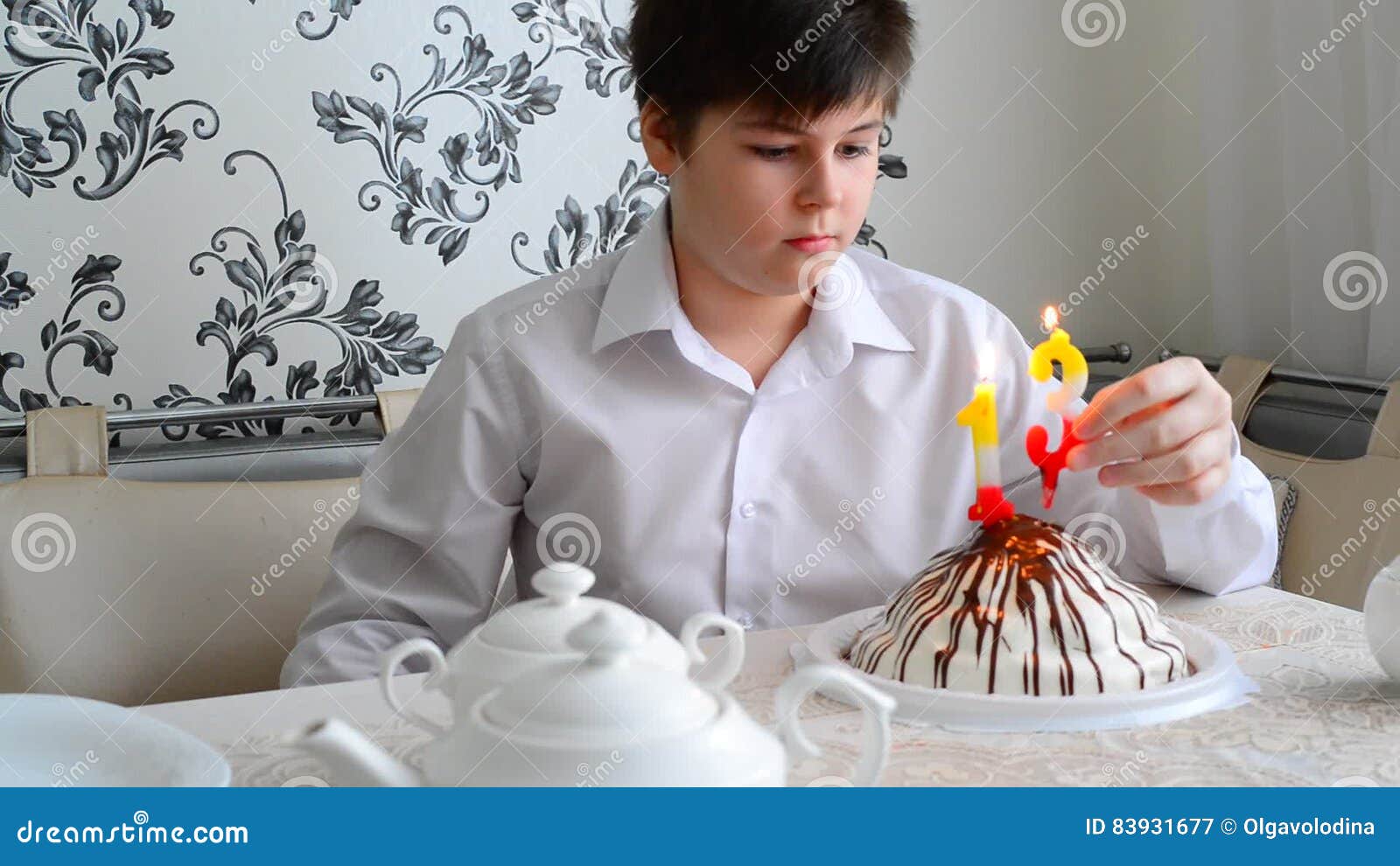 Boy Lights Candles on the Cake Stock Video - Video of bakeries, indoors ...