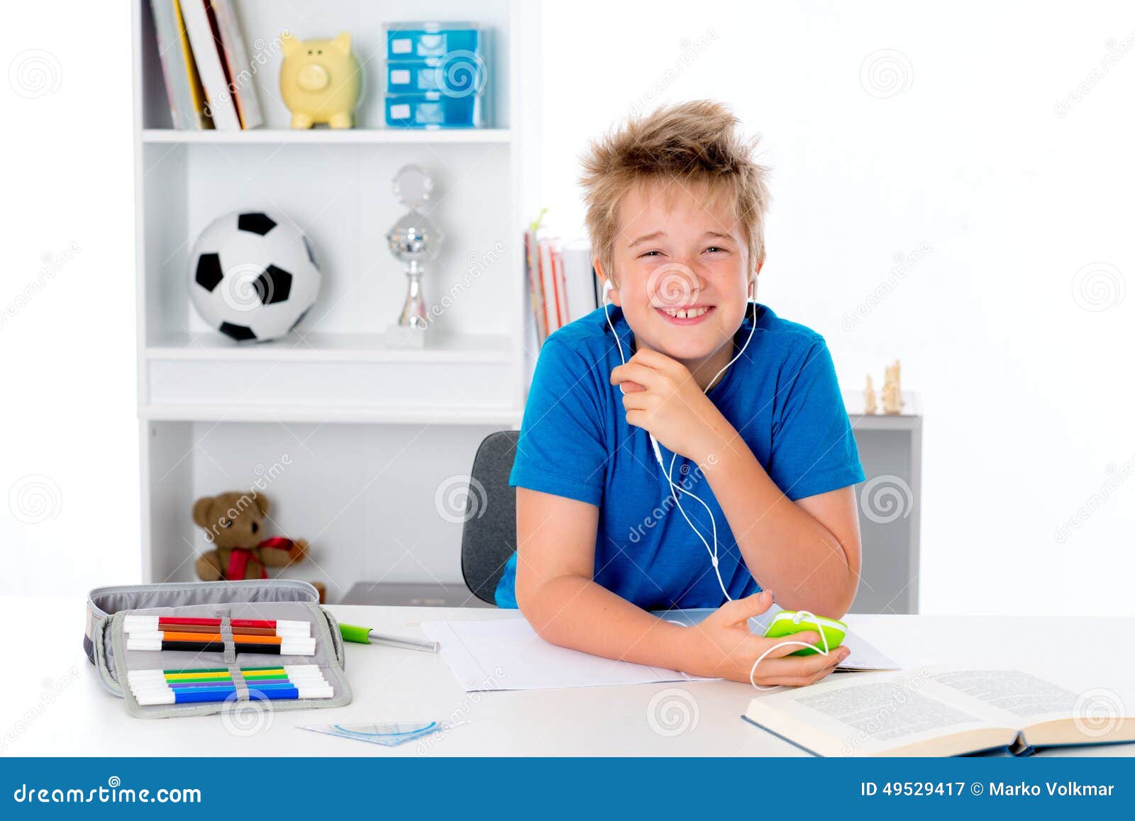 Boy listening music stock image. Image of music, preteen - 49529417