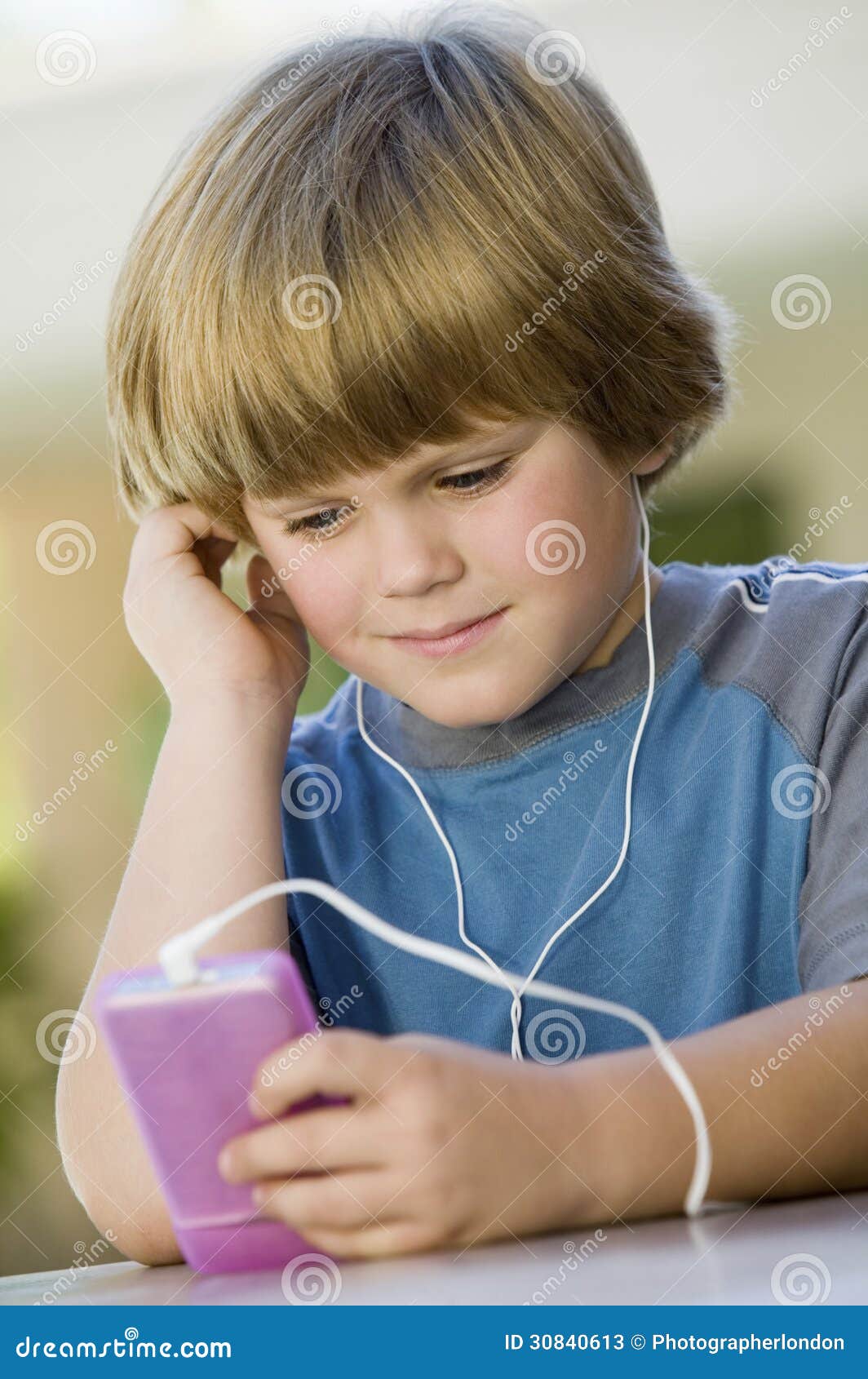 Boy Listening To Music on MP3 Player Stock Image - Image of lifestyle ...
