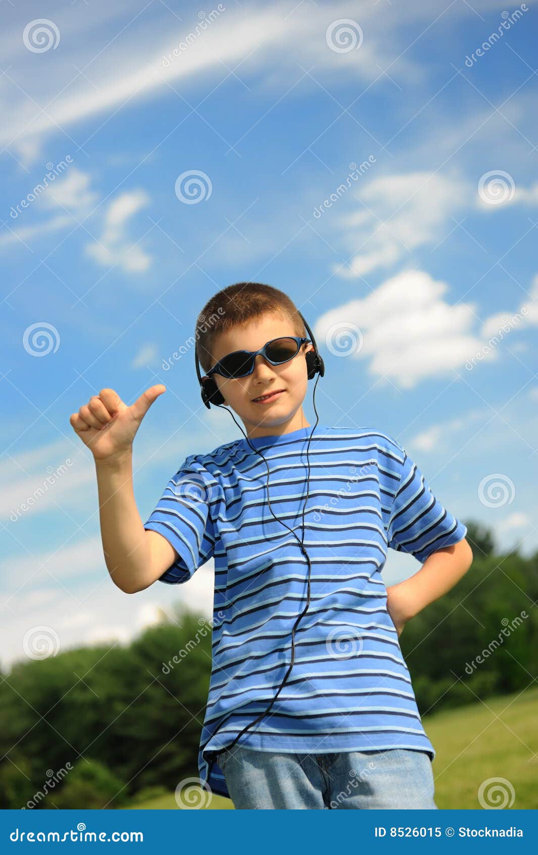 Boy listens to music stock image. Image of active, music - 8526015