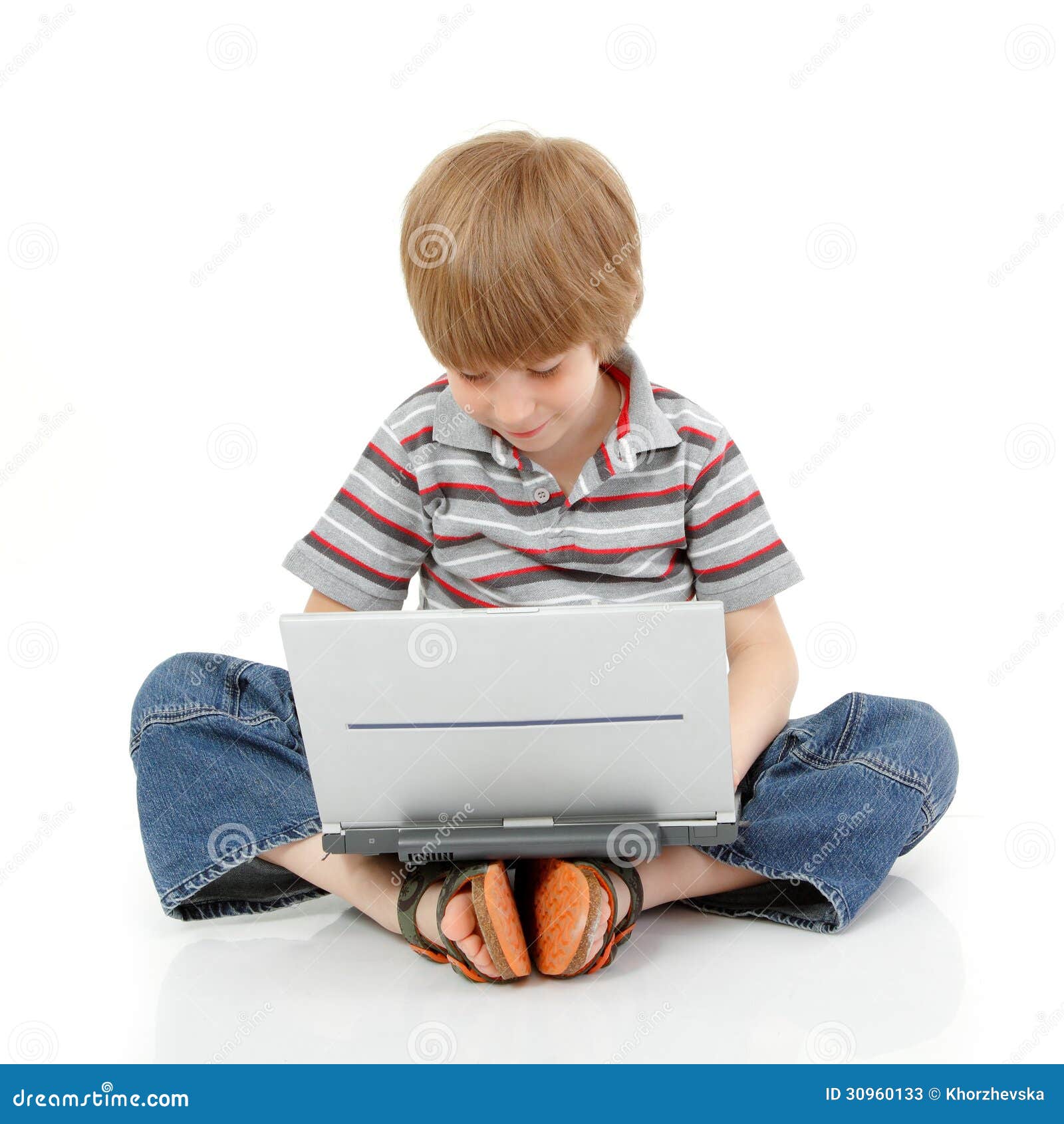 Boy Little Learning with Notebook Isolated on White Stock Image - Image ...