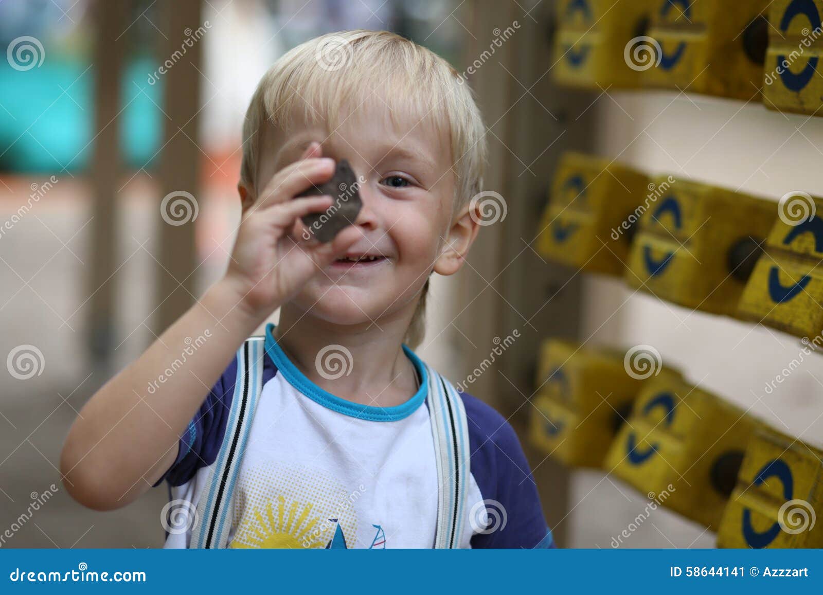 Boy with a Little Stone in His Hand Stock Image - Image of children ...