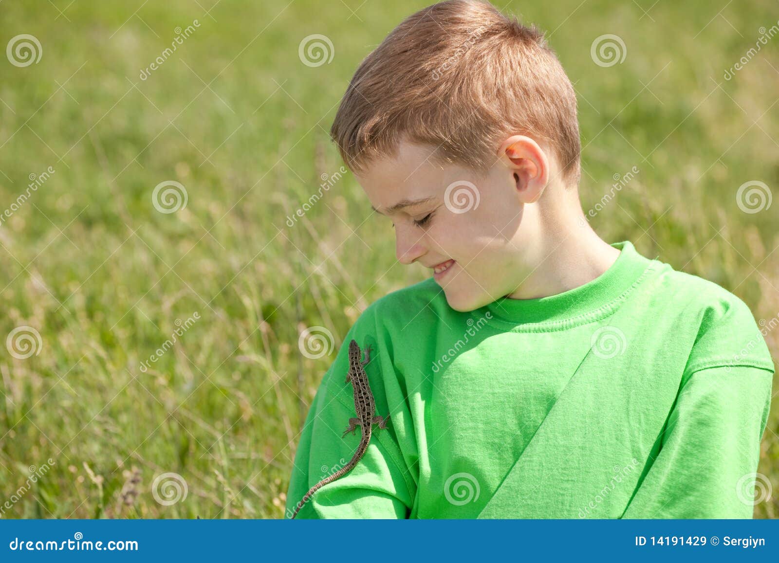 Boy with lizard stock image. Image of reptile, lizard - 14191429