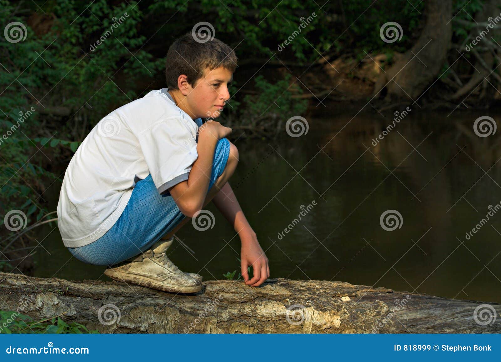 Boy On Log Royalty-Free Stock Photography | CartoonDealer.com #818999