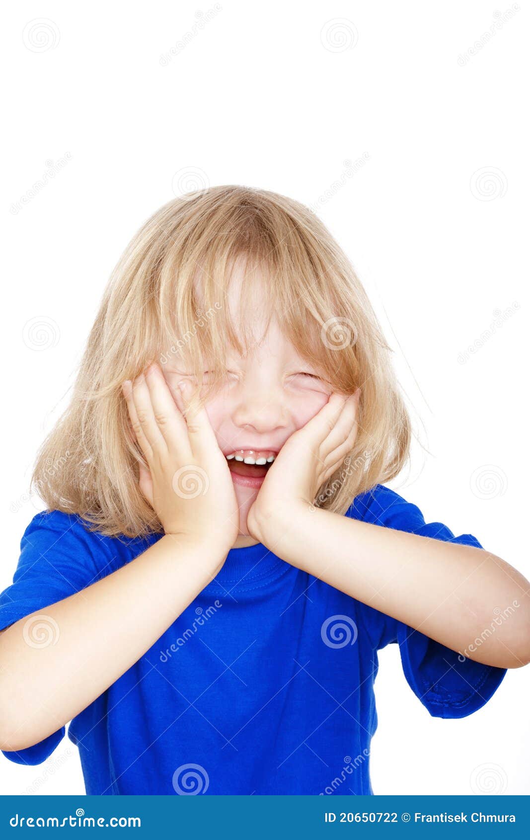 Boy with Long Hair Laughing Stock Photo - Image of child, white: 20650722