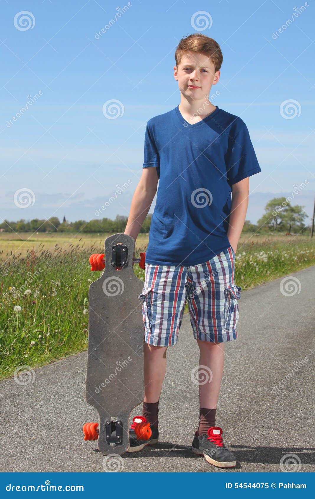 Boy with longboard stock image. Image of leisure, skateboarder - 54544075