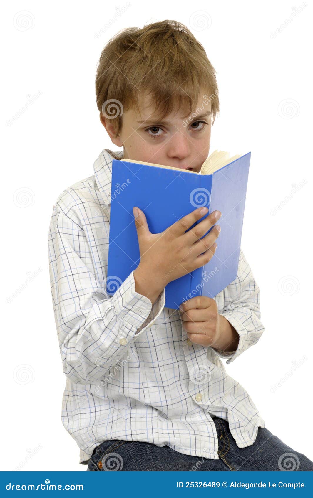 Boy Looking from Above a Book Stock Image - Image of reading, serious ...
