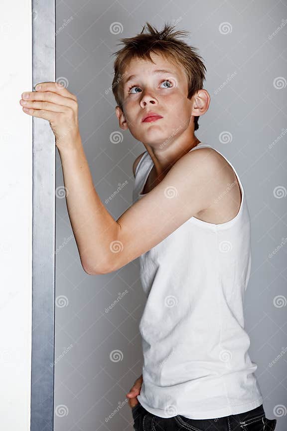 Boy Looking Back a Little Upset Stock Photo - Image of looking, alone ...