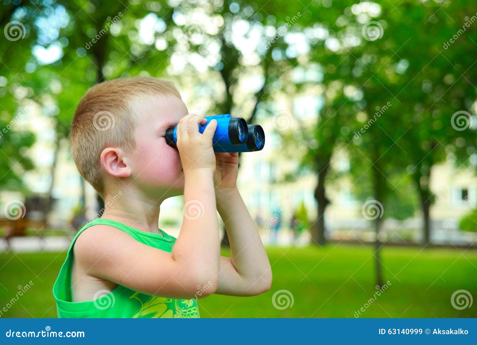 Boy Looking through Binoculars Stock Image - Image of offspring, hobby ...