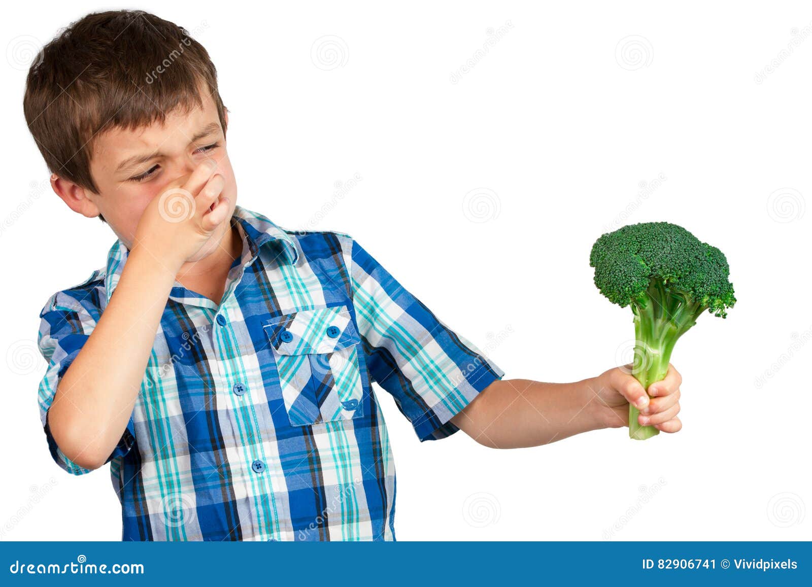 Boy Looking at Broccoli with Disgust Stock Image - Image of polyphenol ...