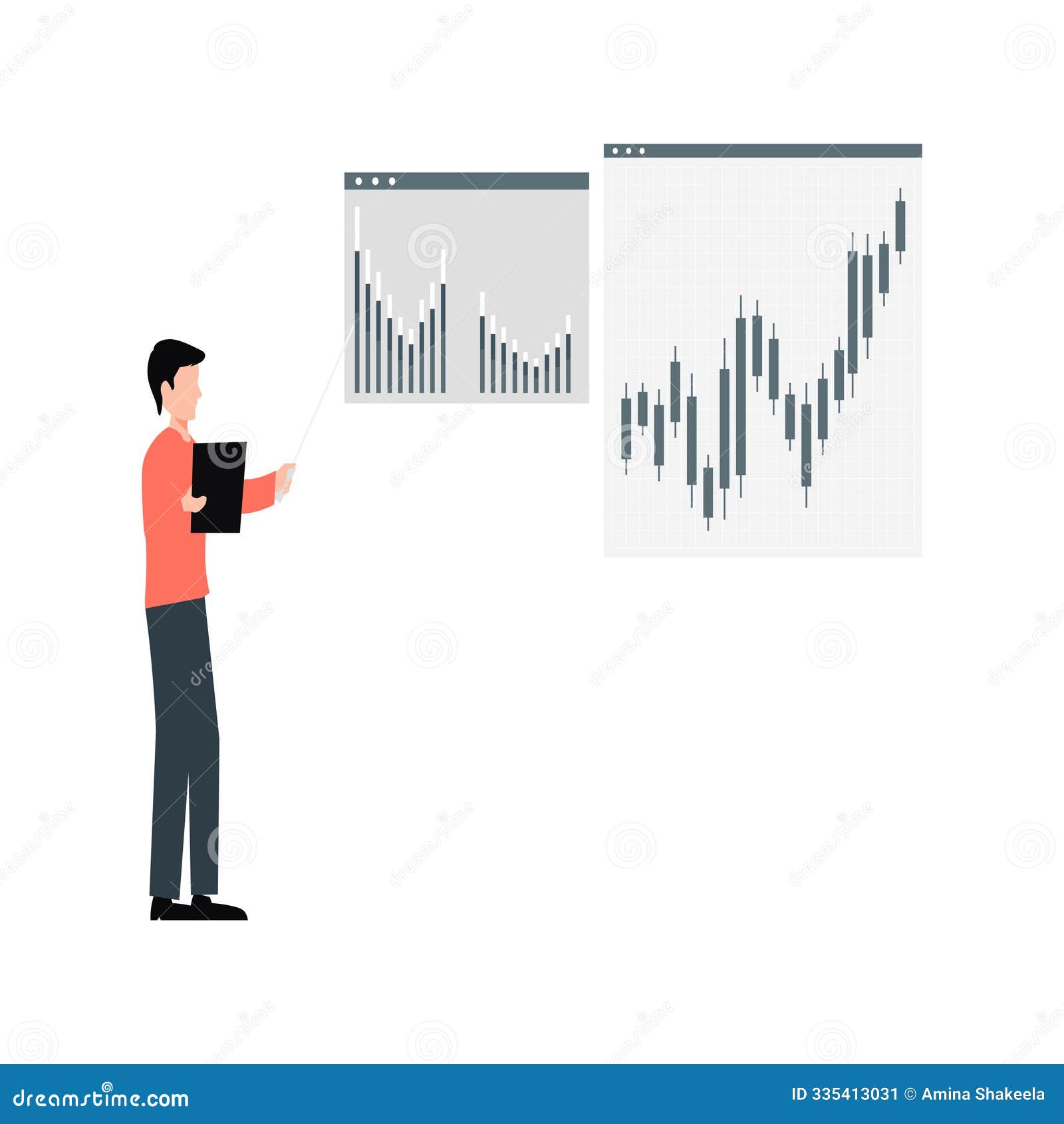 Business Candlestick And Financial Graph Chart. Cartoon Vector ...