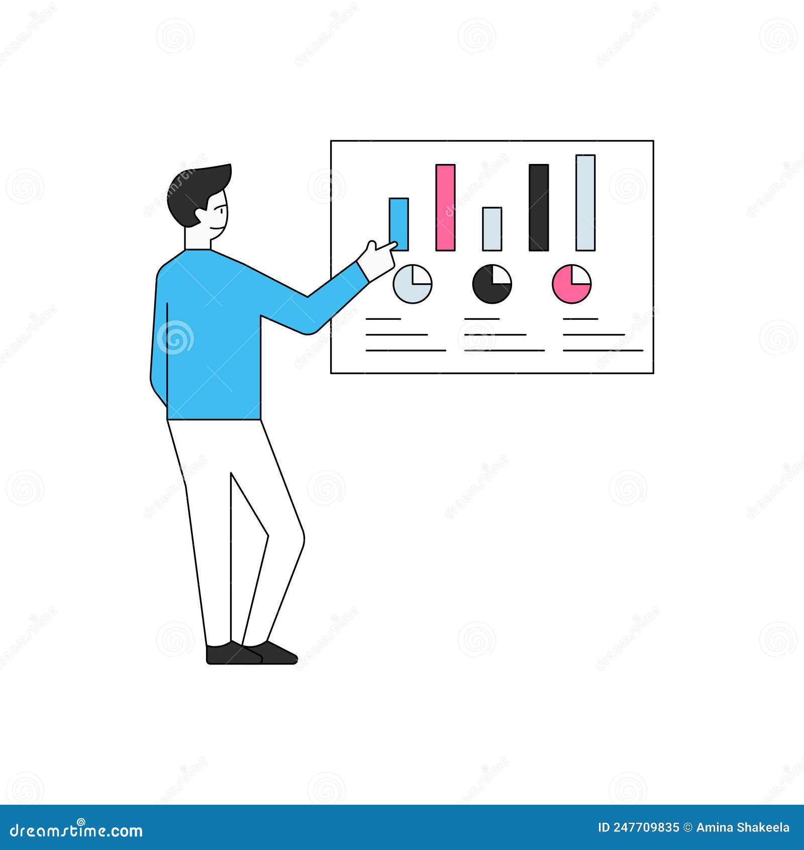 The Boy is Looking at the Chart Graph Stock Illustration - Illustration ...
