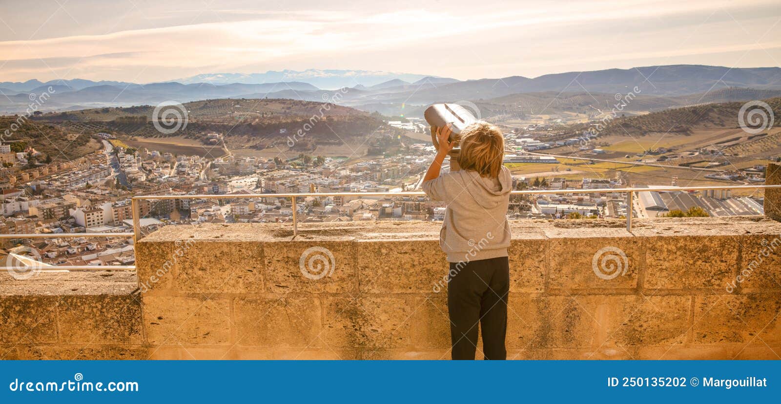 Boy Looking at City Panoramic View Stock Photo - Image of destination ...