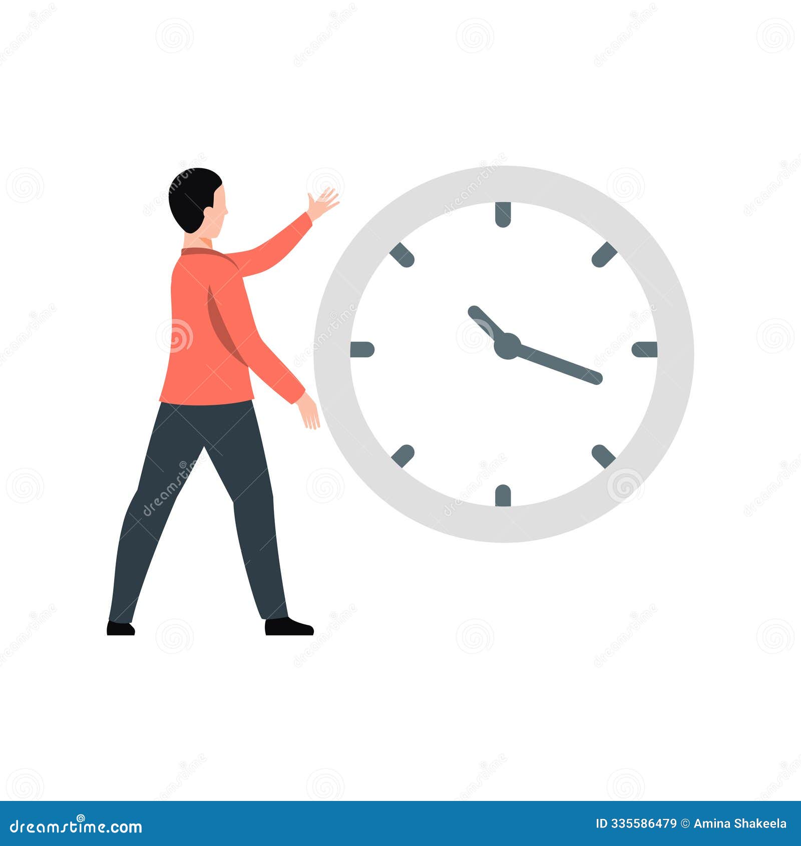 The Boy is Looking at the Clock Stock Illustration - Illustration of ...