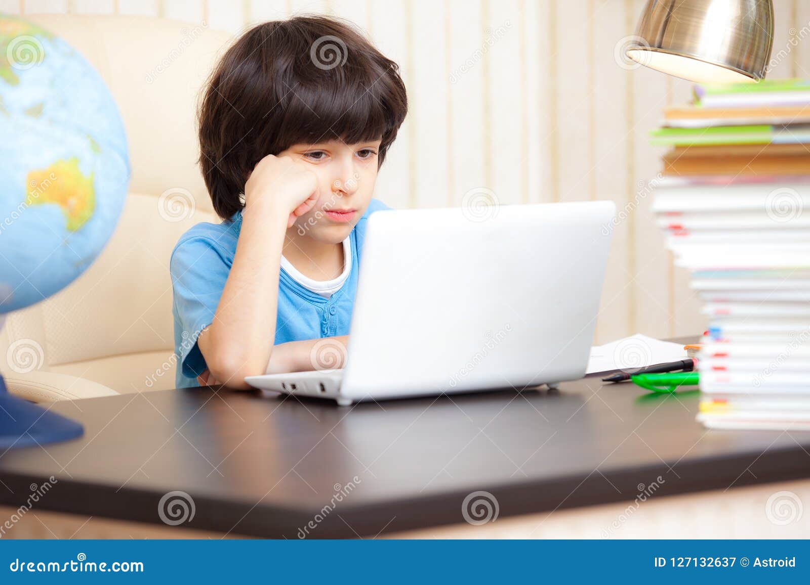 Boy Looking at a Computer Monitor Stock Image - Image of computer ...