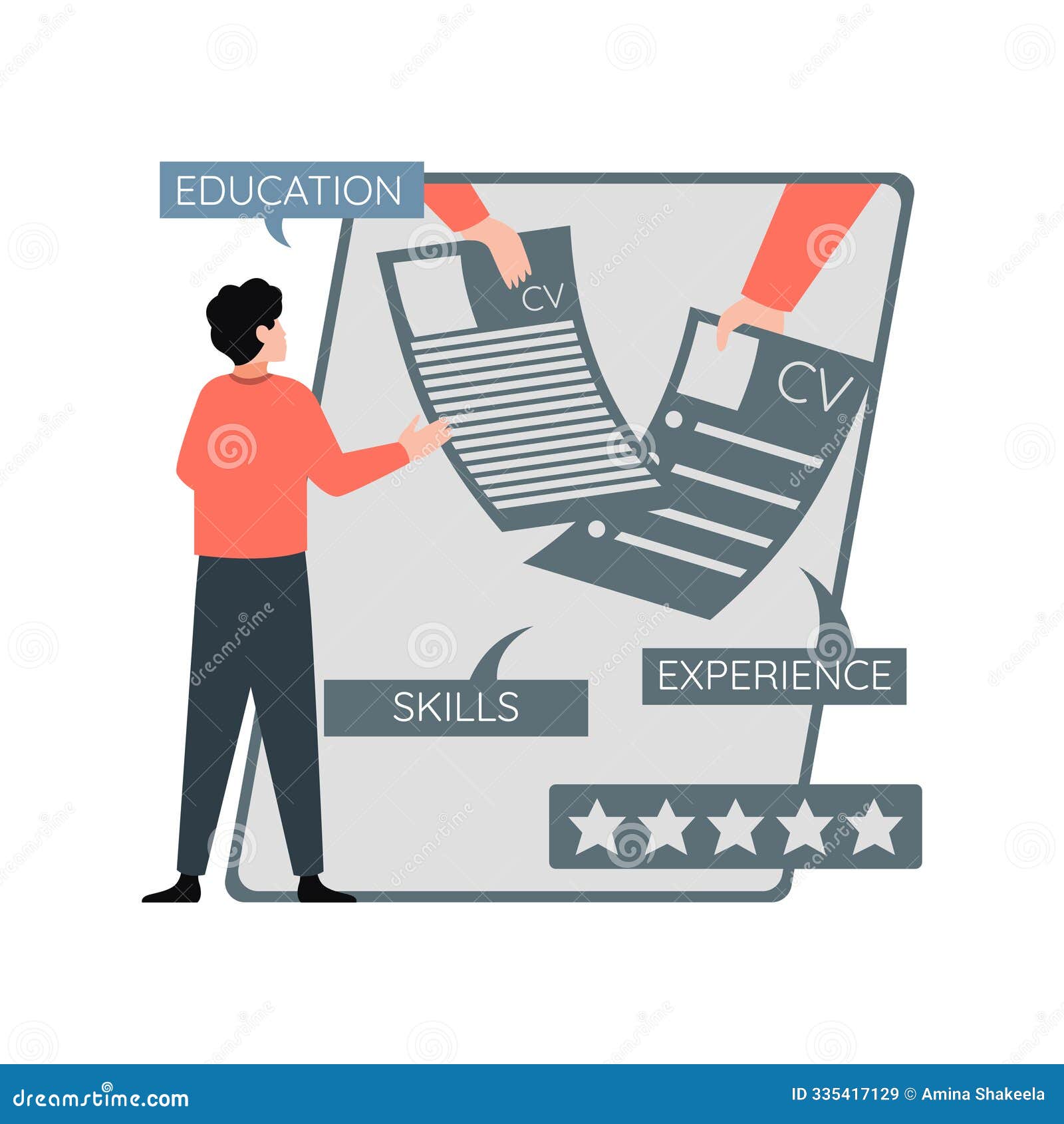 The Boy is Looking at the CVs Stock Illustration - Illustration of ...