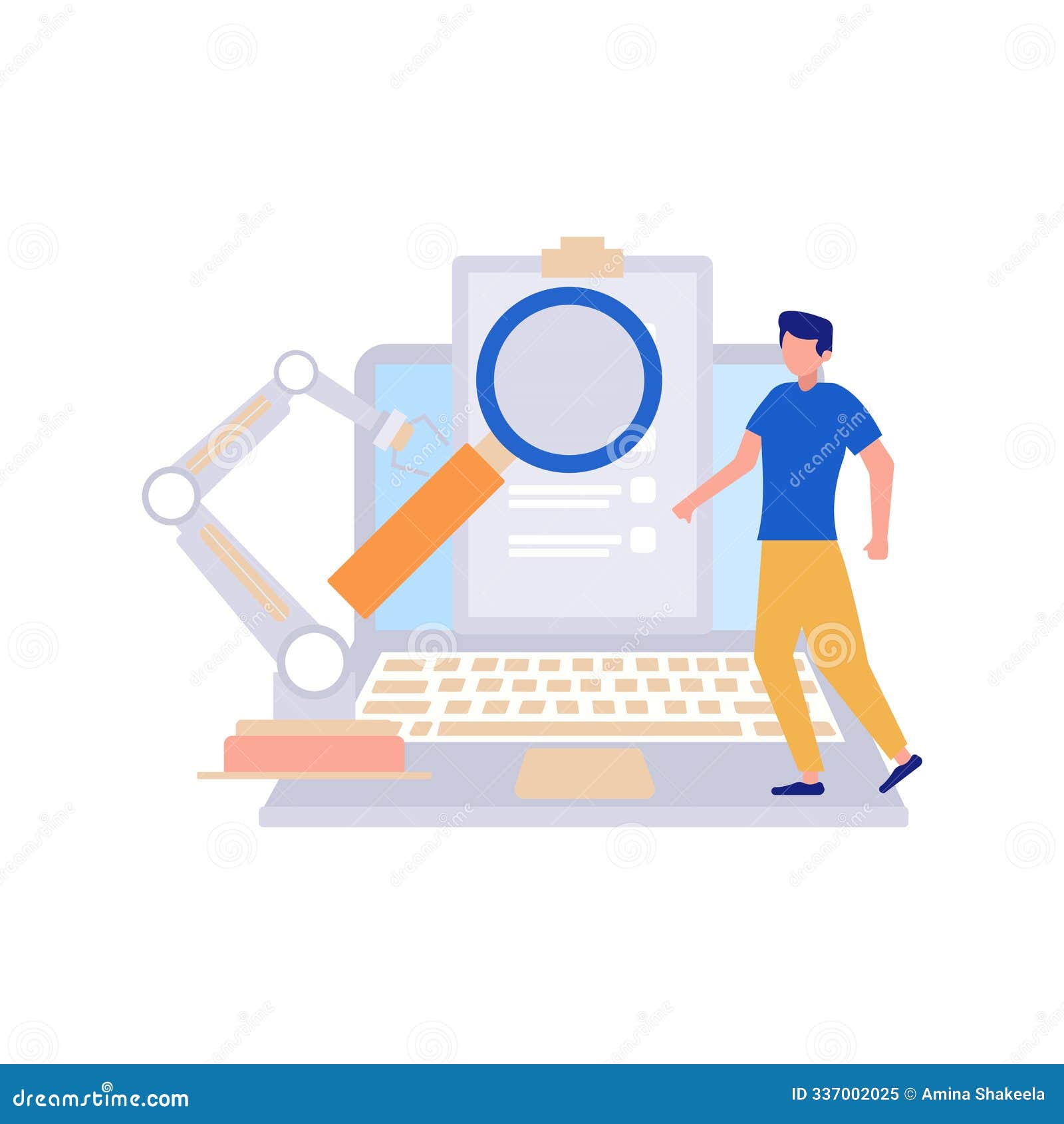 The Boy is Looking for a Document Stock Illustration - Illustration of ...