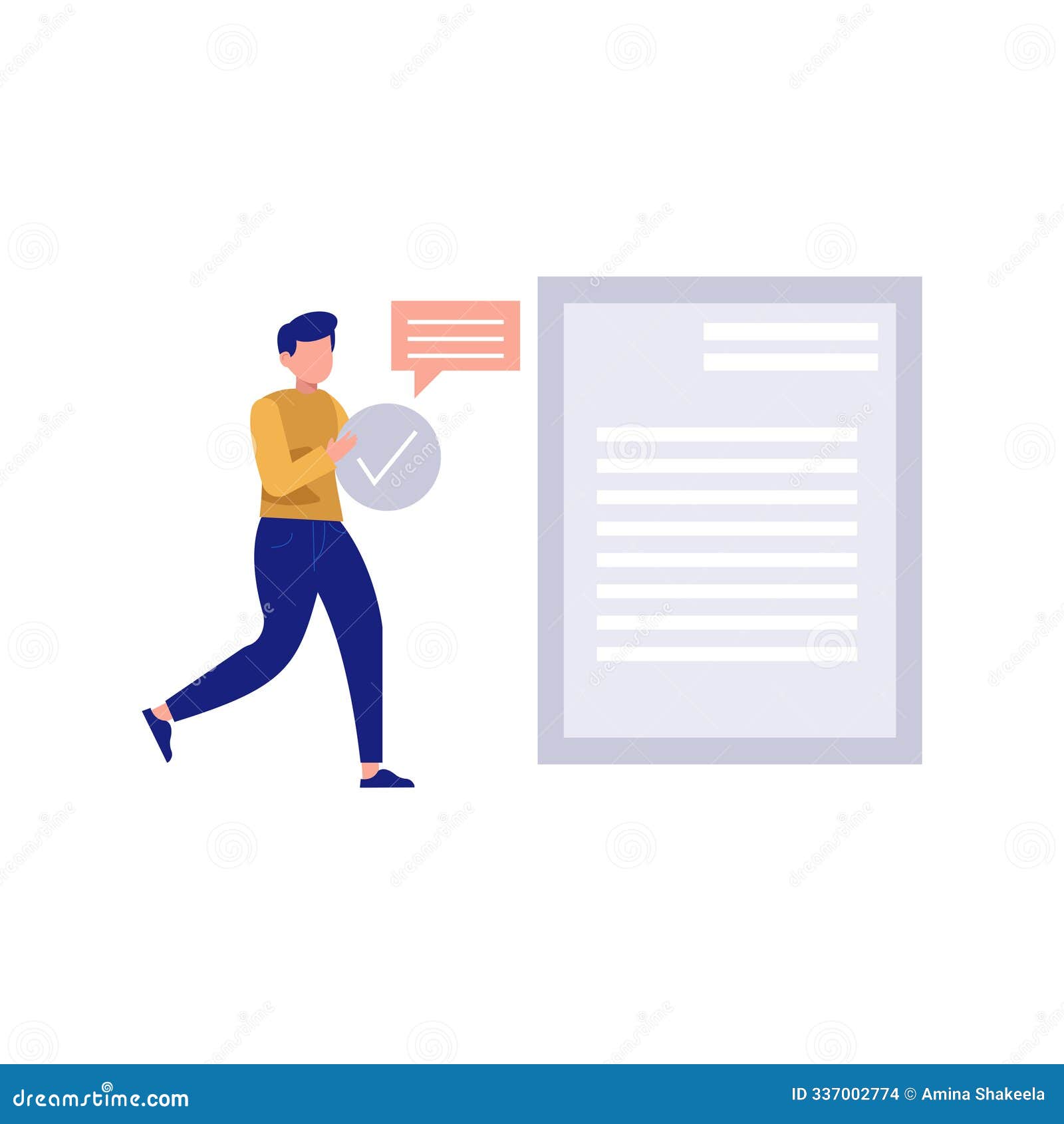 The Boy is Looking at the Document Stock Vector - Illustration of ...