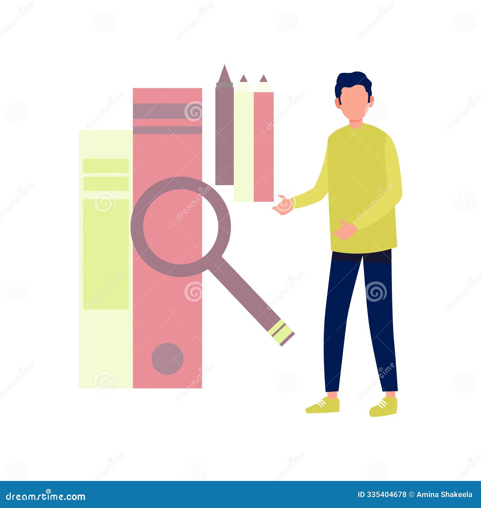 Boy is Looking for Education Books Stock Illustration - Illustration of ...