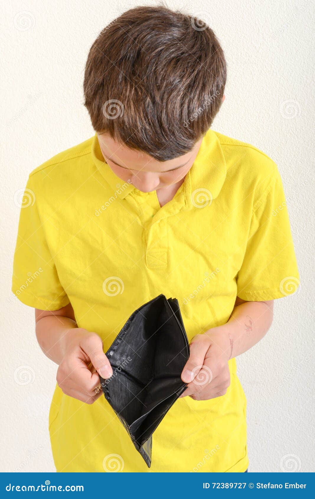Boy Looking at an Empty Wallet Stock Image - Image of broke, credit ...