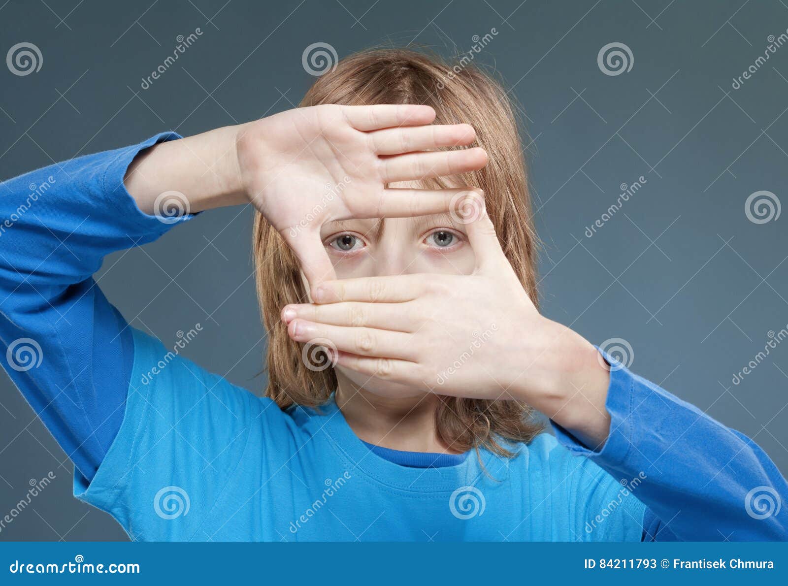 Finger Frame And Wooden Golden Frame Isolated On White Stock Photo ...