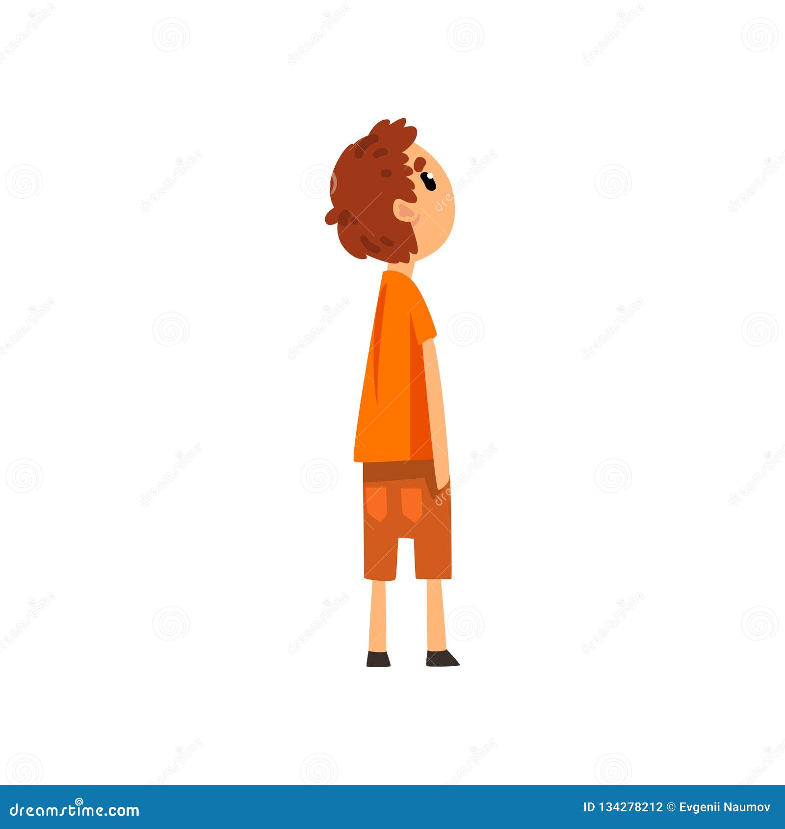 Boy Looking Forward To Something, Side View Vector Illustration on a ...