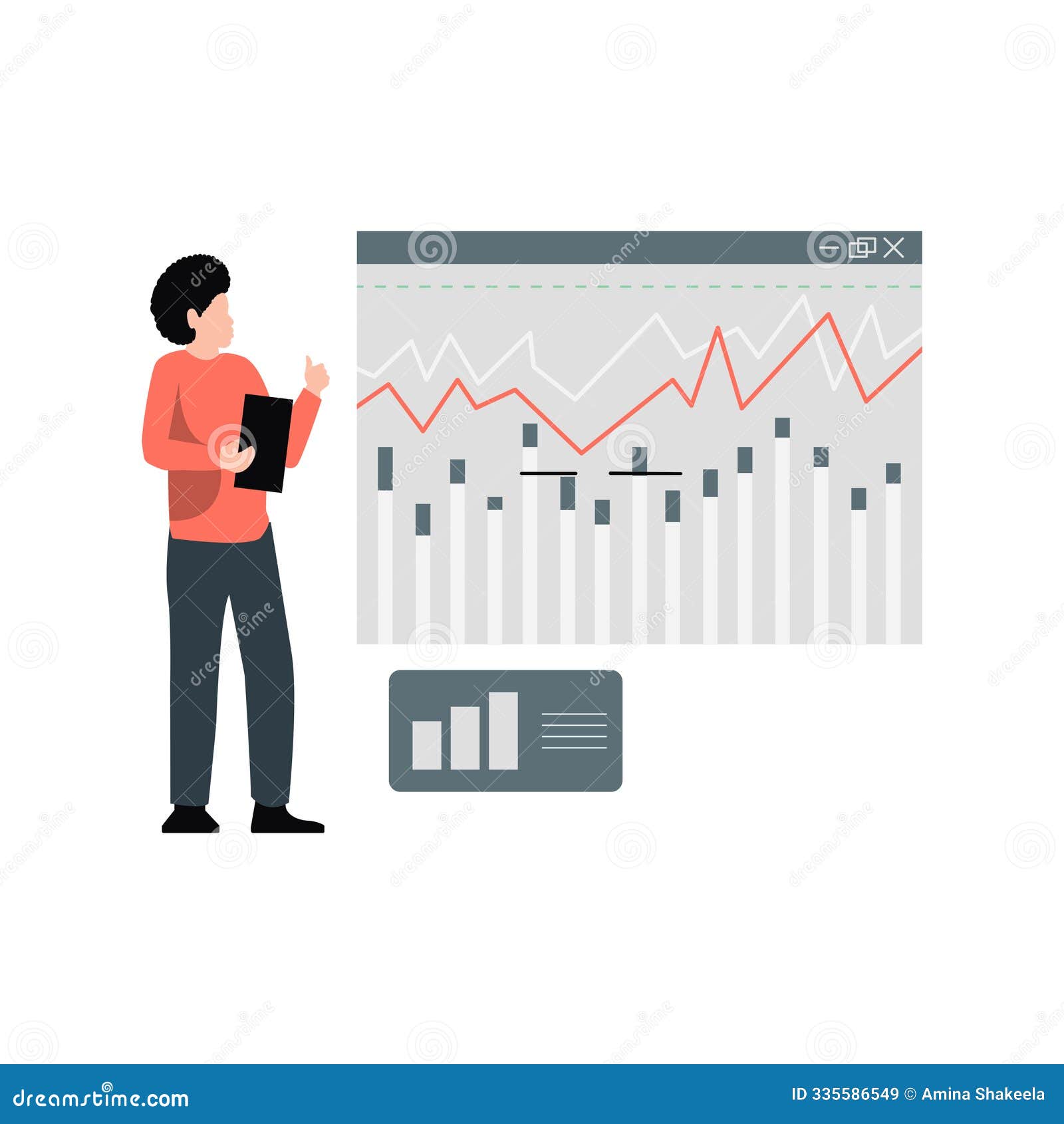 The Boy is Looking at the Graph Stock Illustration - Illustration of ...