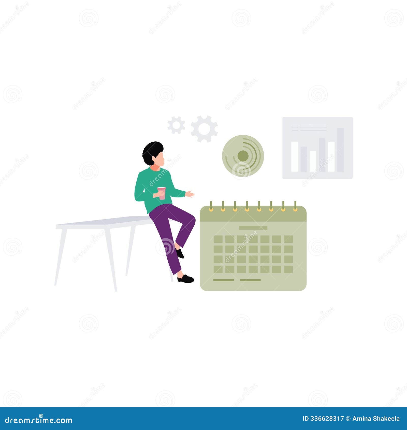 A Boy is Looking at the Graph Stock Illustration - Illustration of line ...