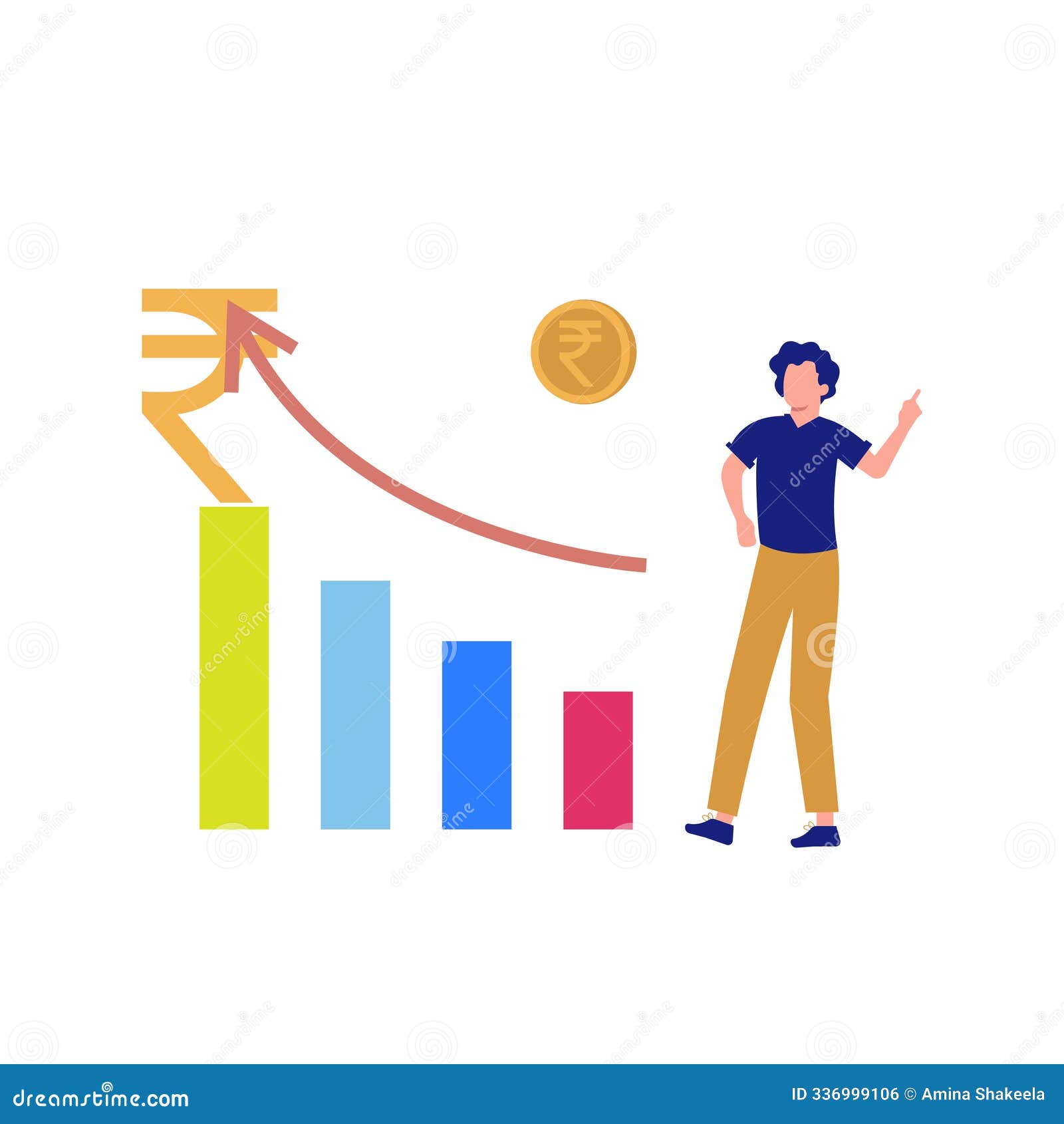 Boy Looking at Graph for Business Stock Illustration - Illustration of ...