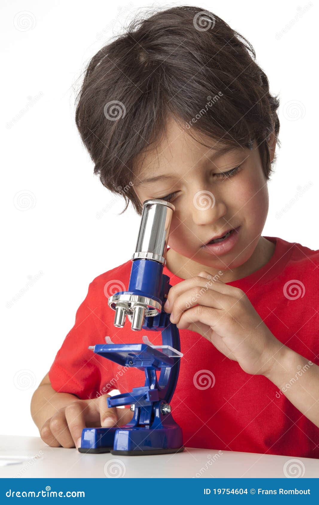 Boy Looking through Microscope Stock Photo - Image of studio, tool ...