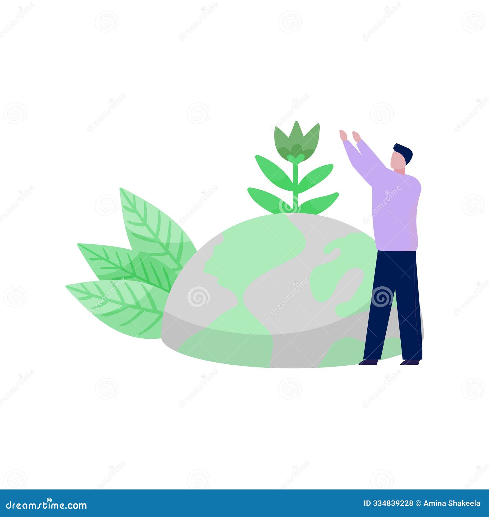 A boy is looking at nature stock illustration. Illustration of concept ...