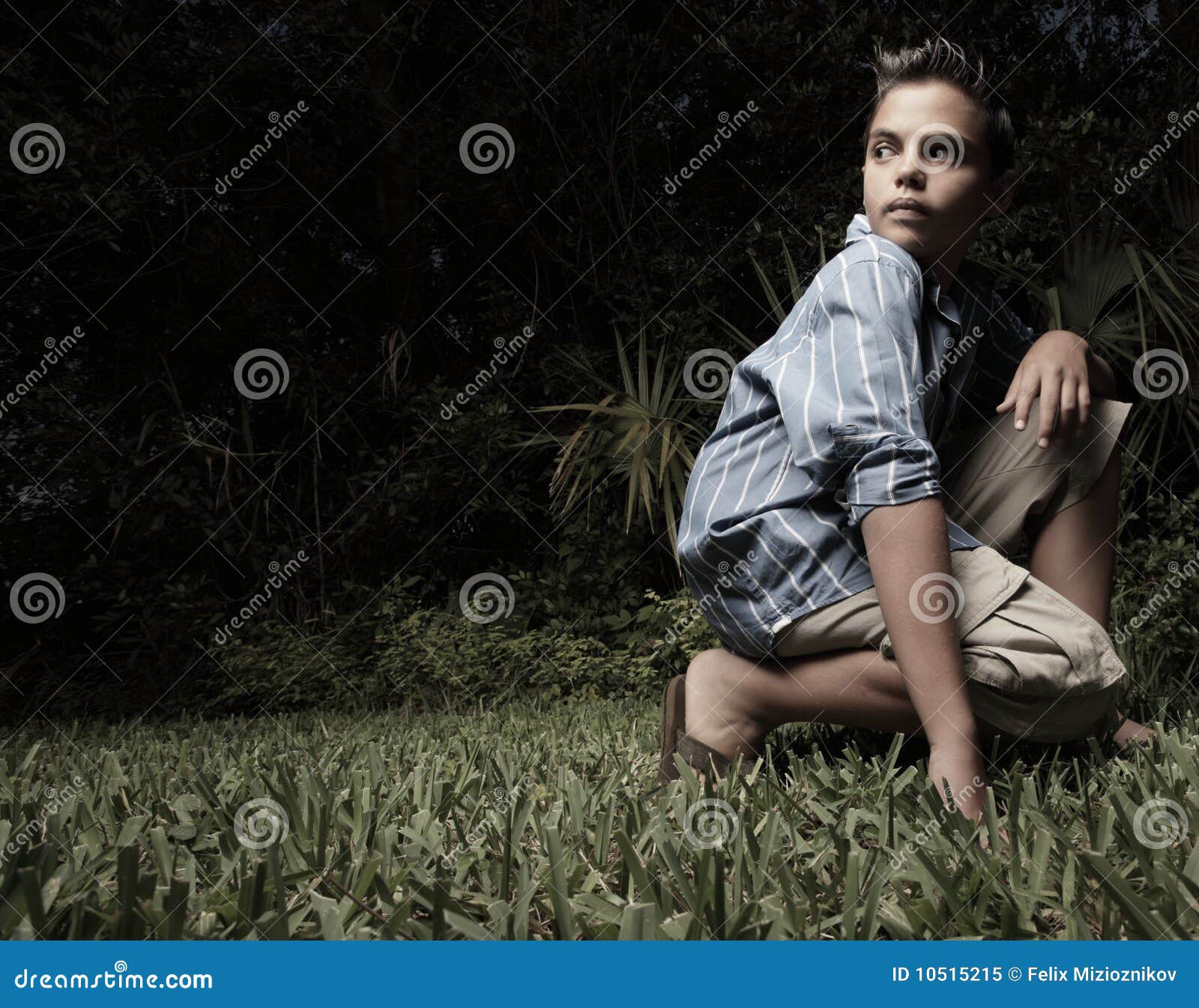 Boy Looking Over His Shoulder Stock Image - Image of fear, single: 10515215