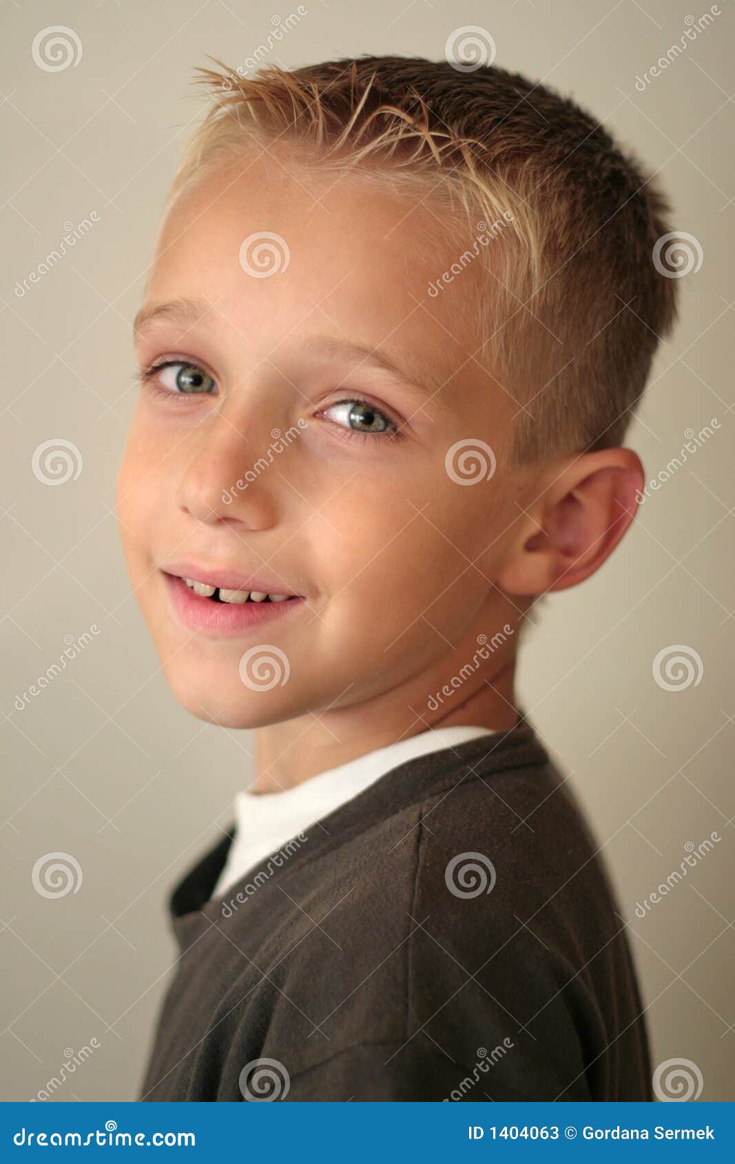 Boy Looking Over His Shoulder Stock Image - Image of intelligent ...