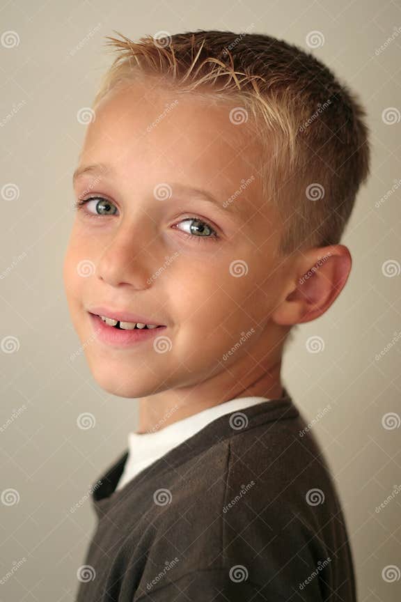 Boy Looking Over His Shoulder Stock Image - Image of intelligent ...