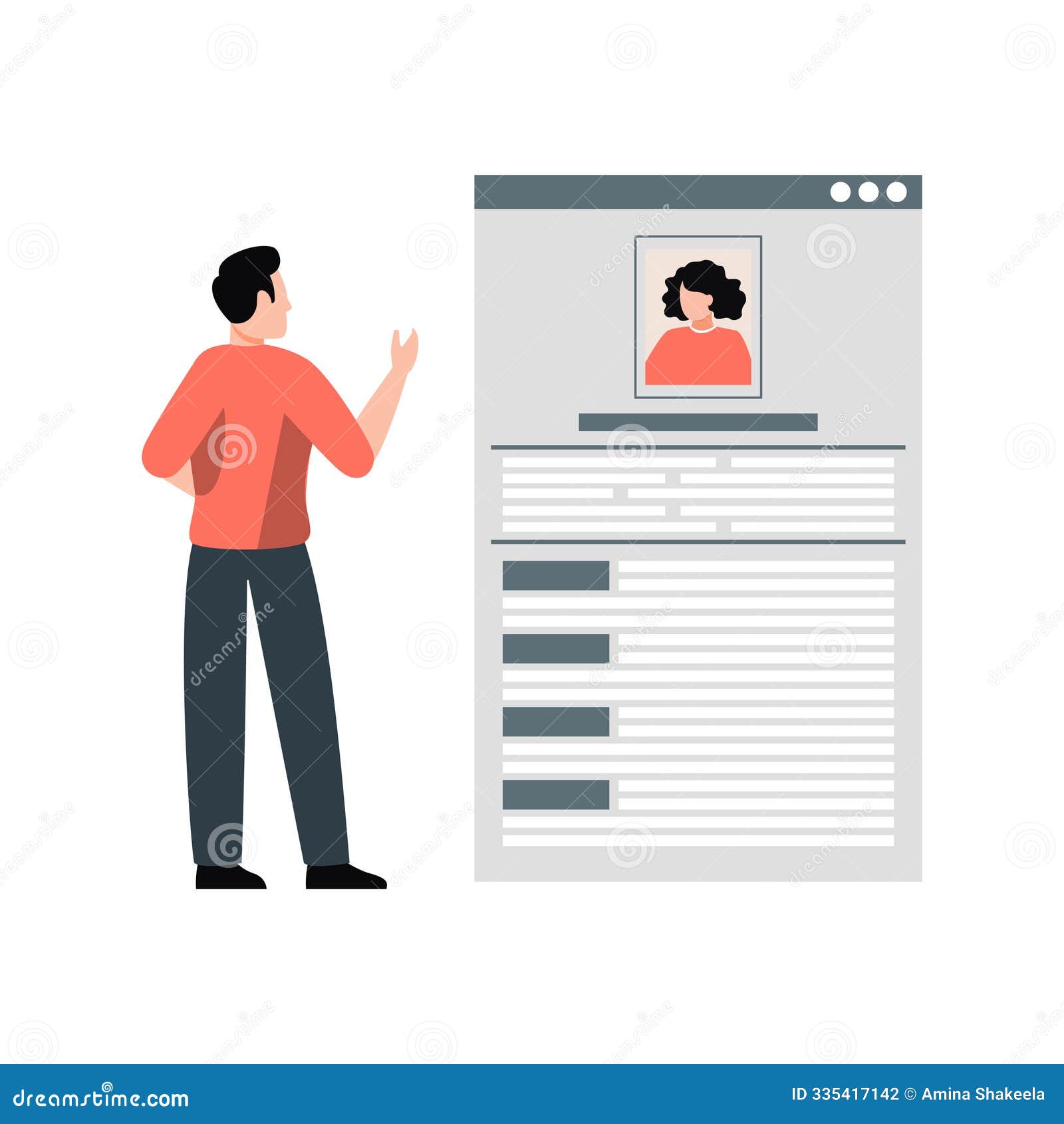 The Boy is Looking at the Resume Stock Illustration - Illustration of ...