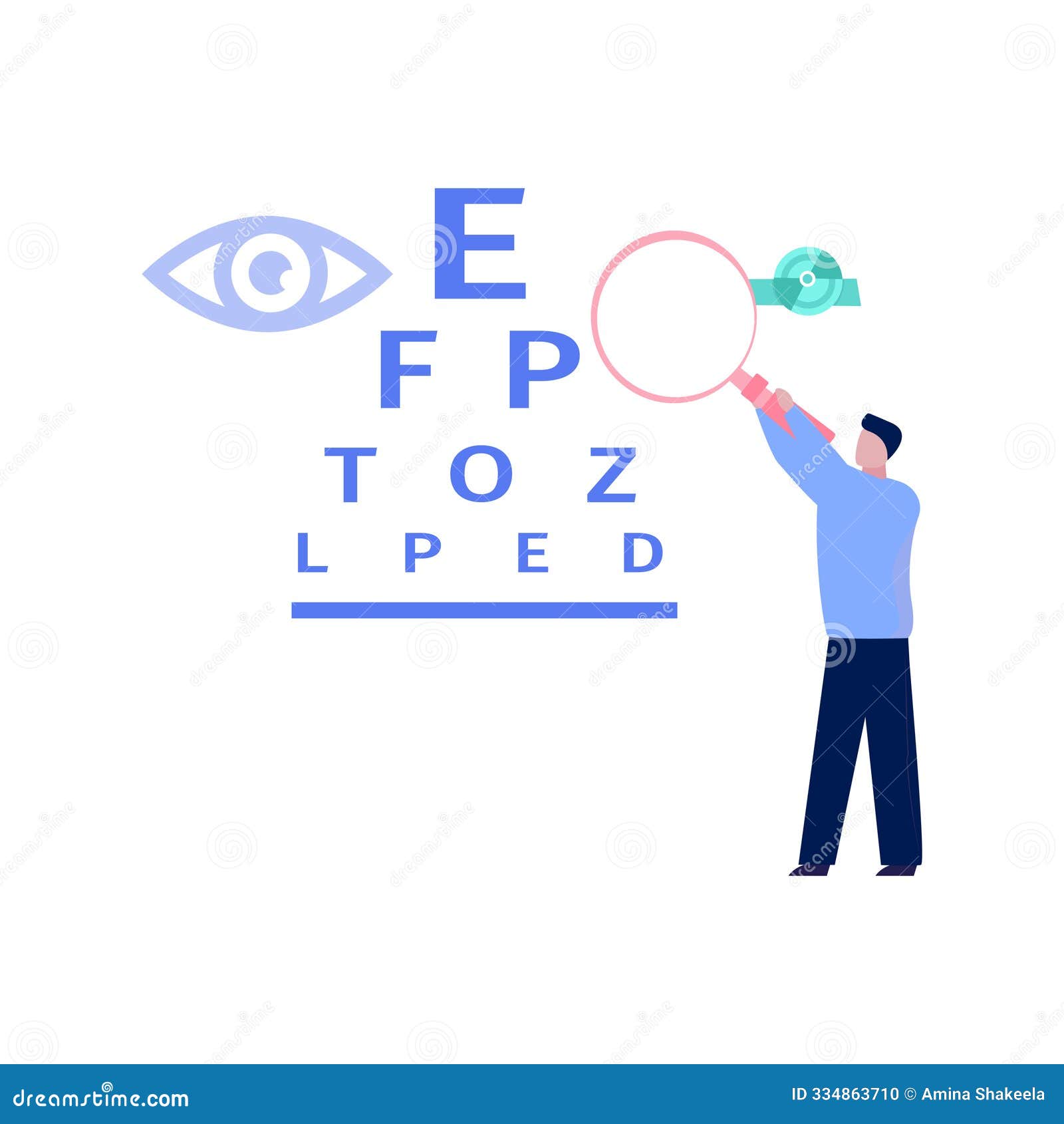 The Boy is Looking for a Snellen Optical Test Stock Illustration ...