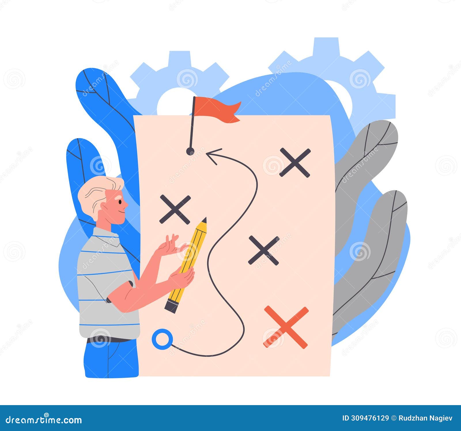 Boy Looking for Way Vector Concept Stock Vector - Illustration of ...