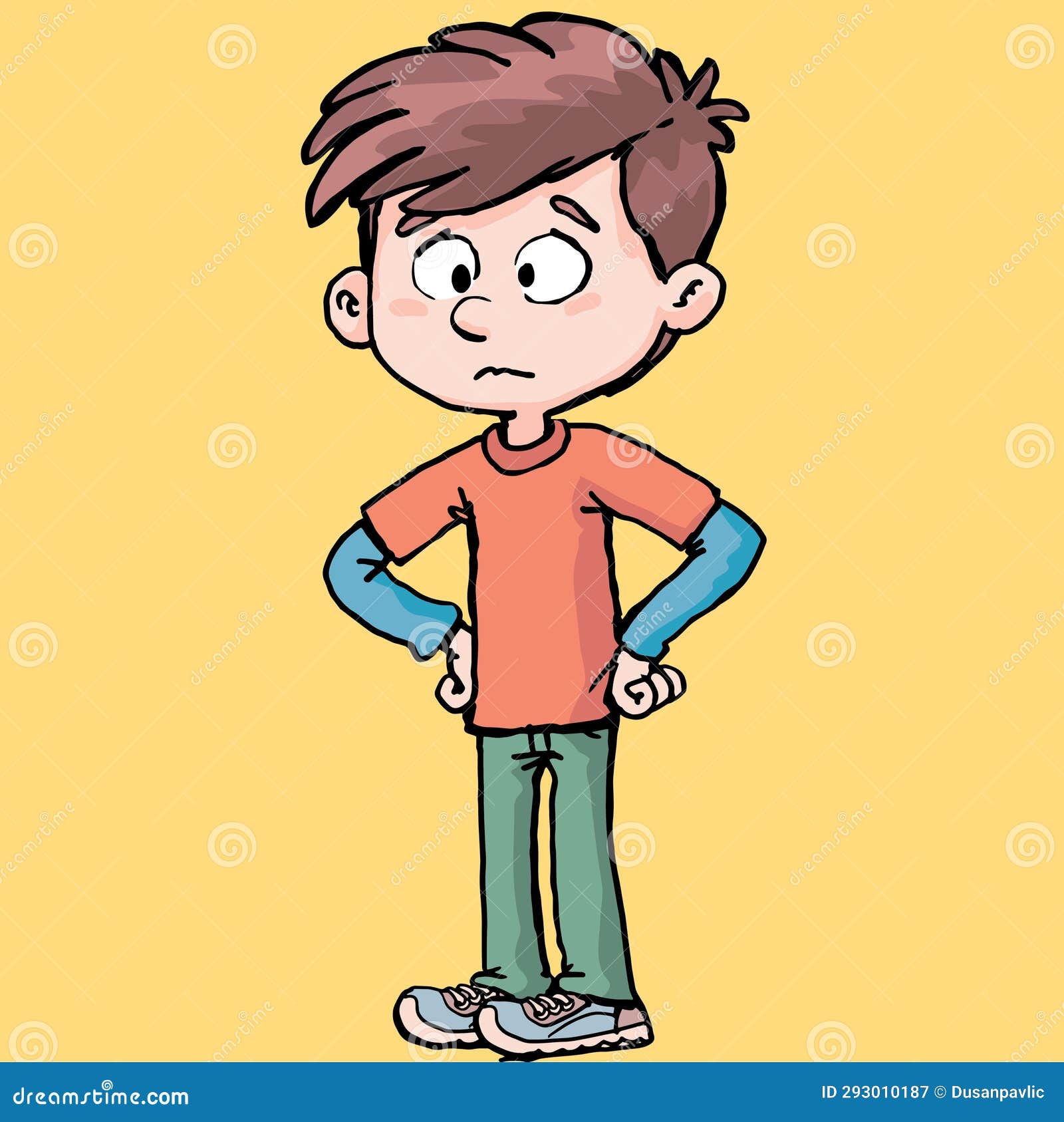 Boy Looks Anxiously Cartoon Vector | CartoonDealer.com #293010187