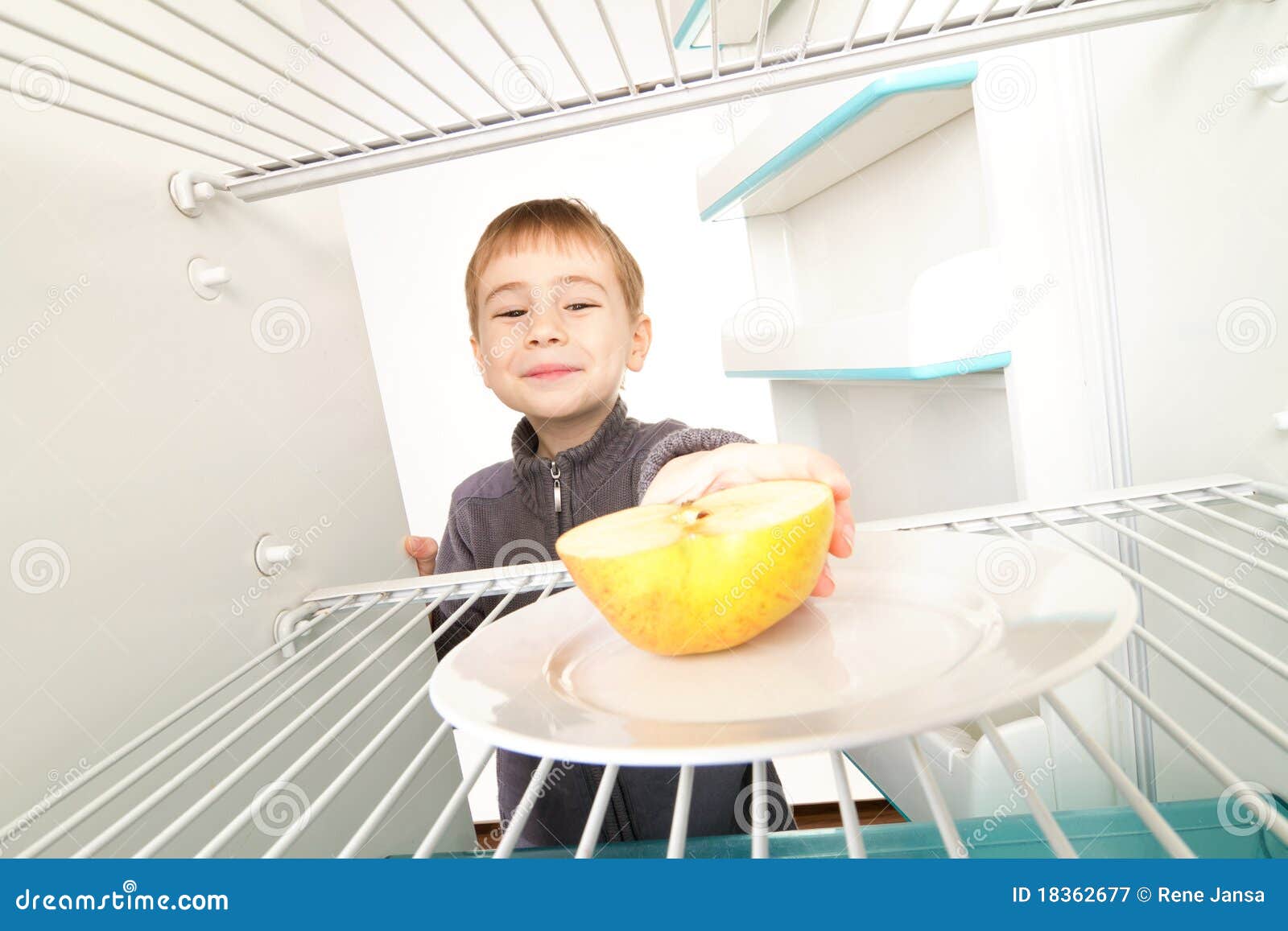 Boy Looks Empty Refrigerator Stock Image - Image of peering, bare: 18362677