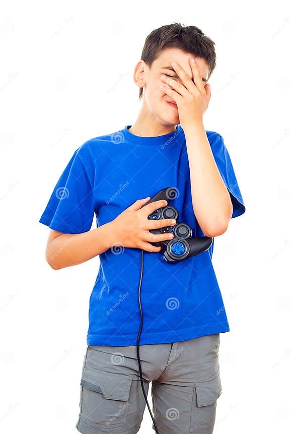 Boy lost in a video game stock image. Image of defeat - 27286901
